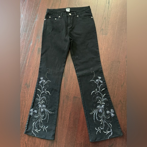 Cache | Jeans | Cache Embellished Beaded Floral Black Jeans 2 | Poshmark